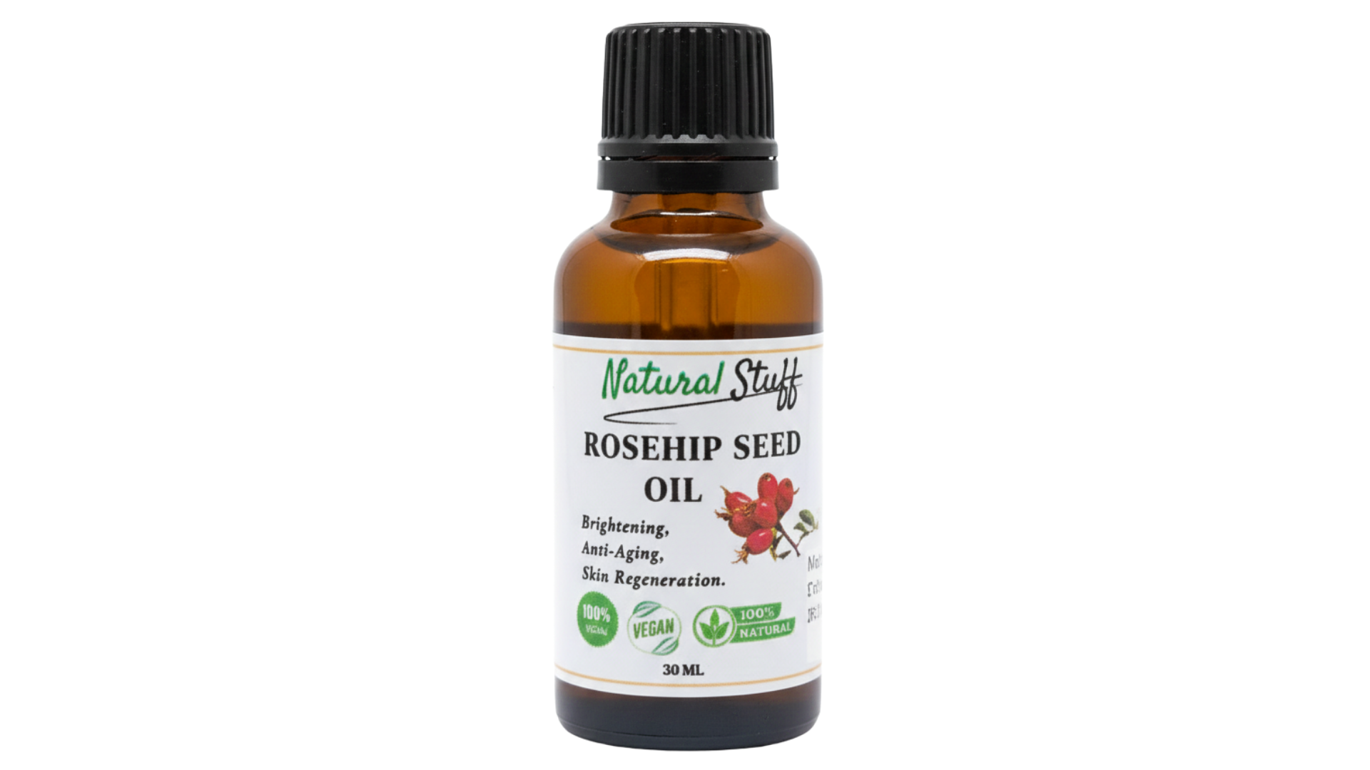 Natural Stuff Rosehip Seed Oil 100% Pure Cold Pressed for Face & Anti-