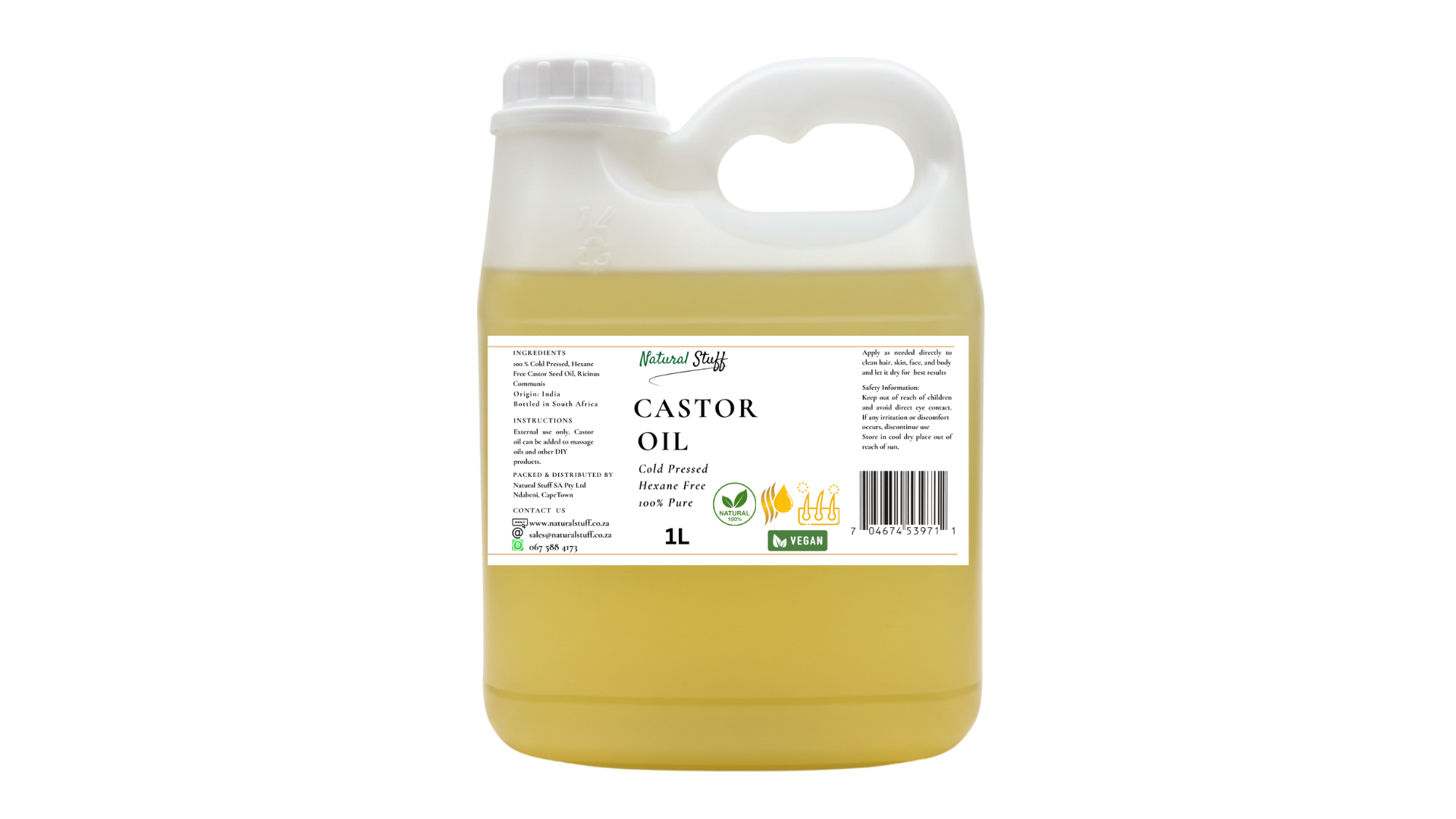 Natural Stuff 100% Pure Cold-pressed Hexane Free Premium Castor Oil